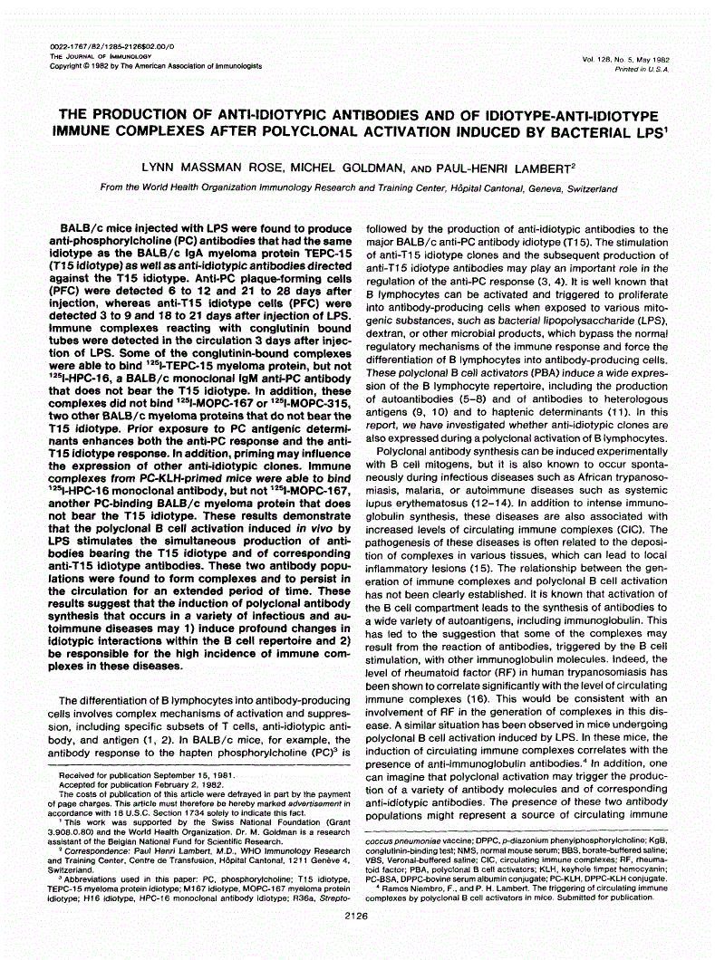 The production of anti-idiotypic antibodies and of idiotype-anti ...