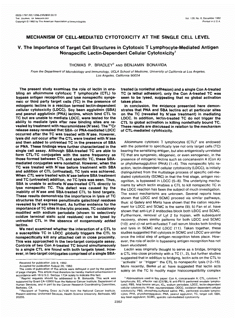Mechanism of cell-mediated cytotoxicity at the single cell level. V ...