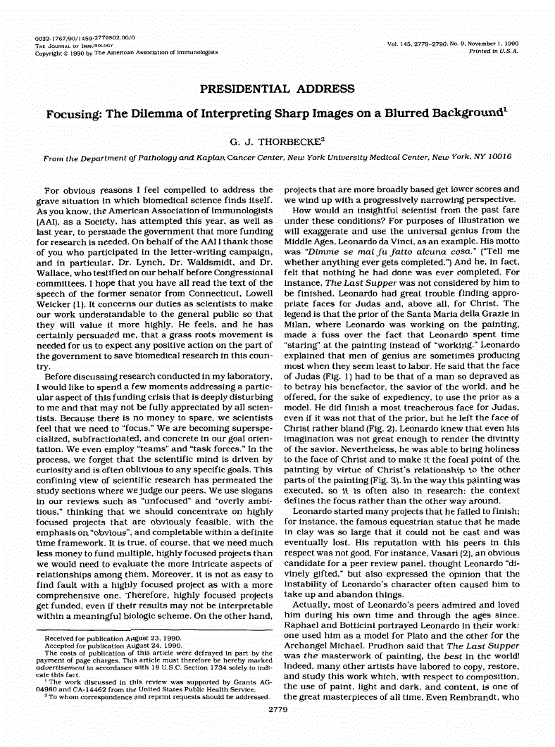 Focusing: the dilemma of interpreting sharp images on a blurred background. | The Journal of ...