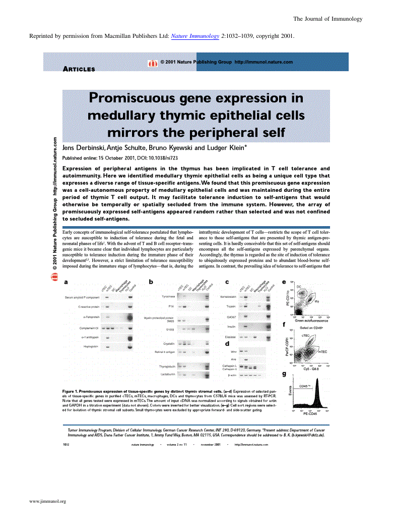 Pillars Article: Promiscuous Gene Expression in Medullary Thymic ...